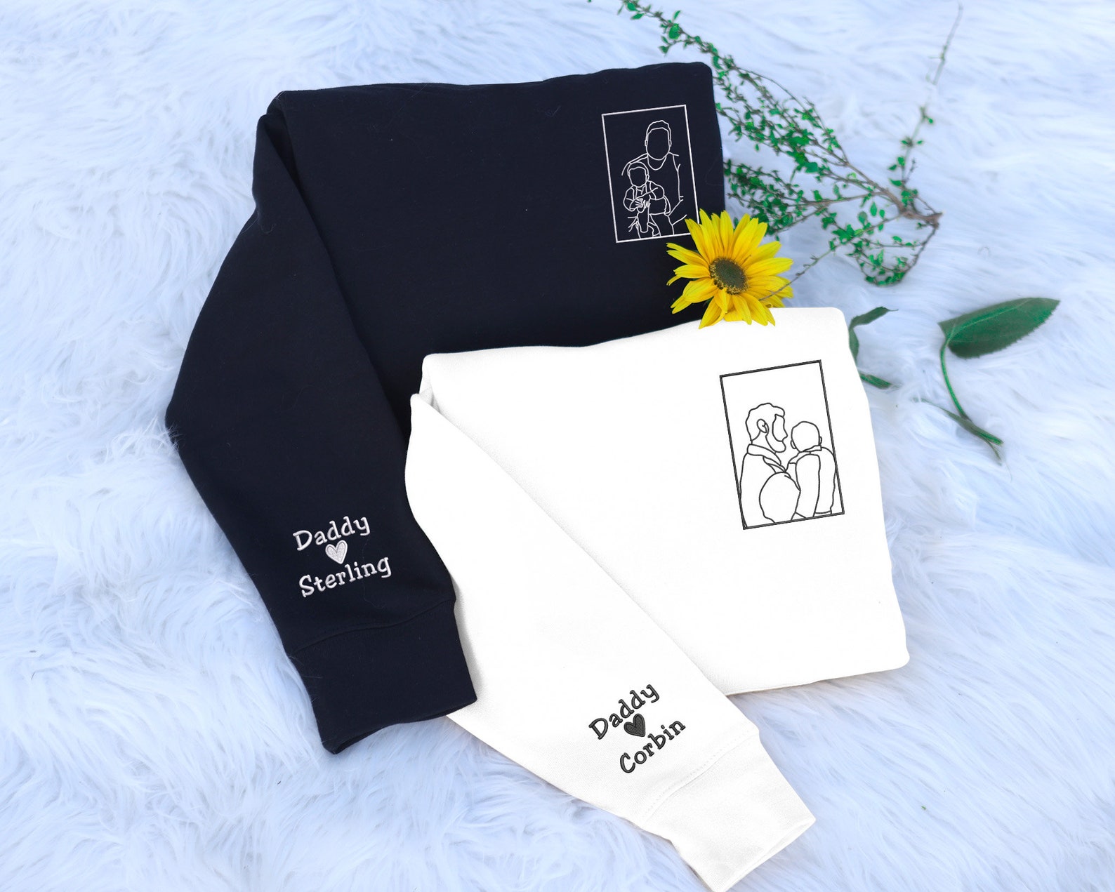 Custom Dad Embroidered Portrait Photo Sweater, Personalised Dad ...