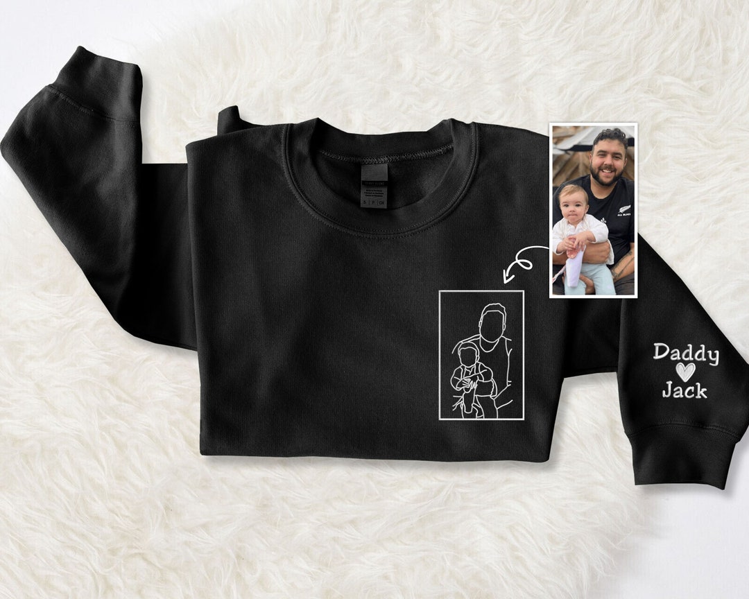 Custom Dad Embroidered Portrait Photo Sweater, Personalised Dad ...