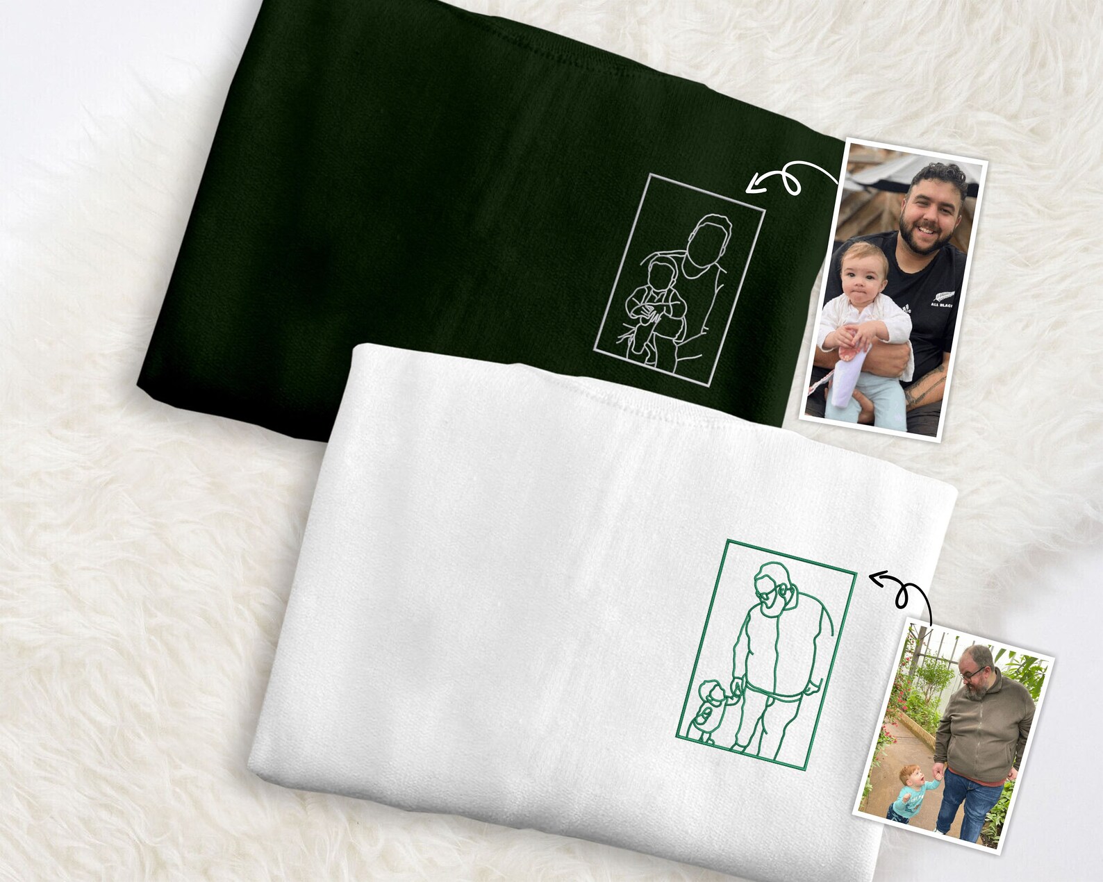 Custom Dad Embroidered Portrait Photo Sweater, Personalised Dad ...