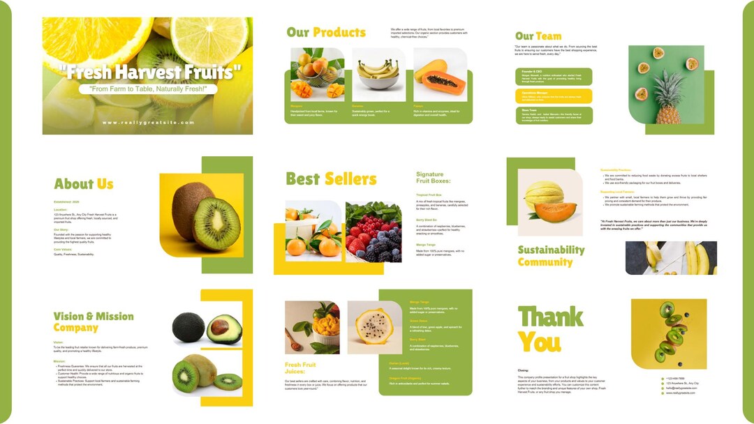 Green Modern Shop Profile Presentation Template Editable Pages for ...