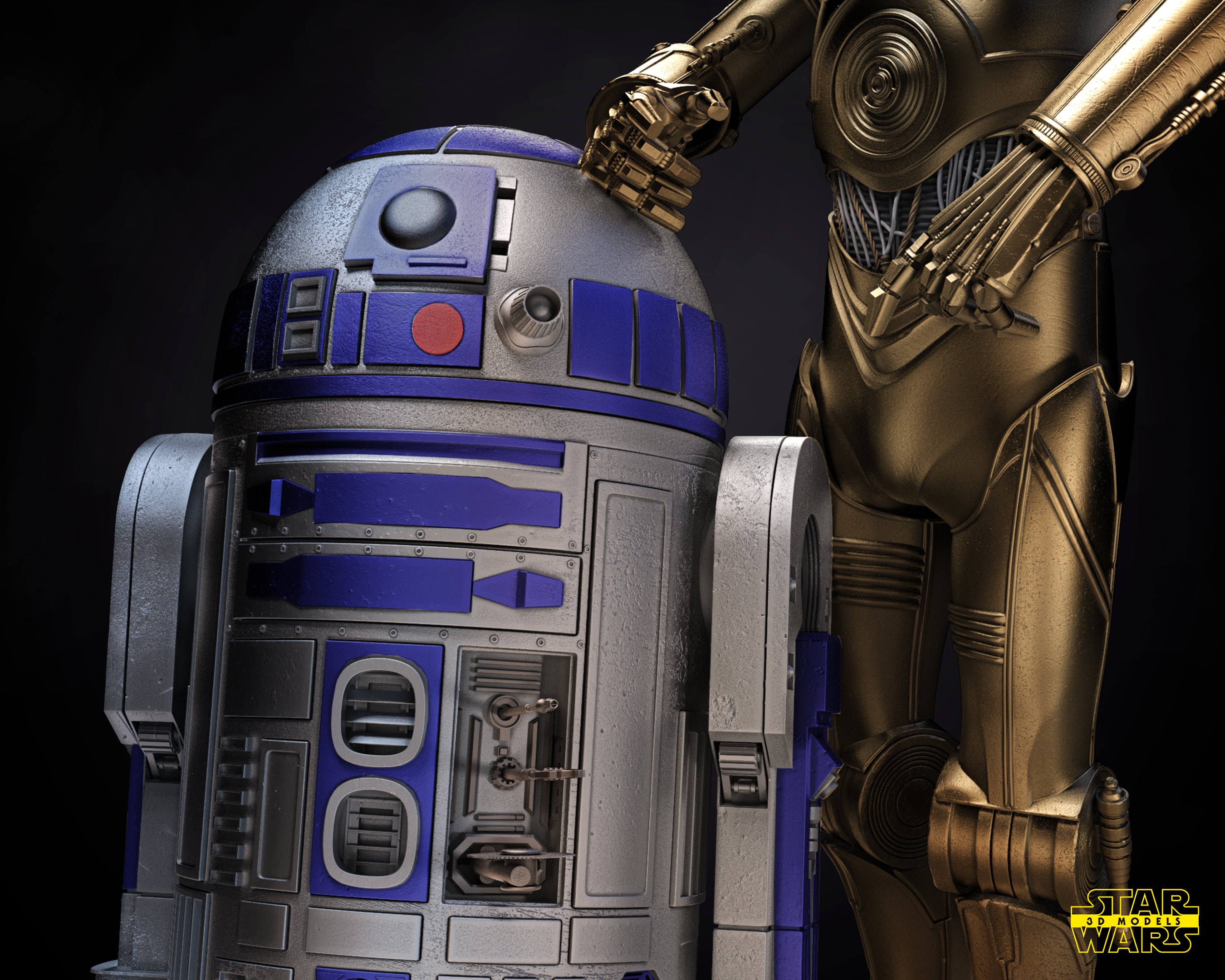 C3PO and R2D2 Droids 3D Printed STL File - Etsy