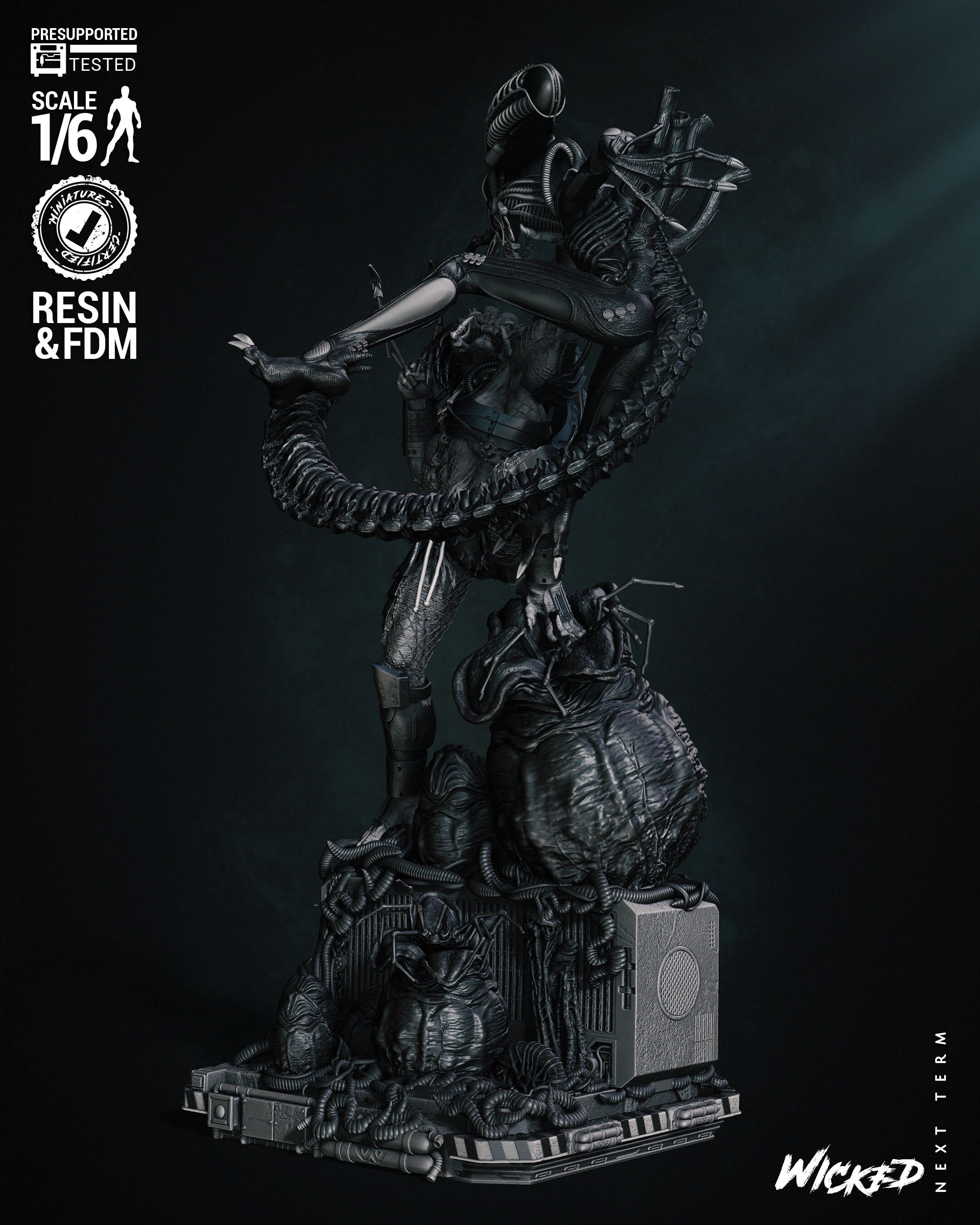 Alien vs Predator Archivo STL Resina 3D Estatua impresa Figura Diorama ...