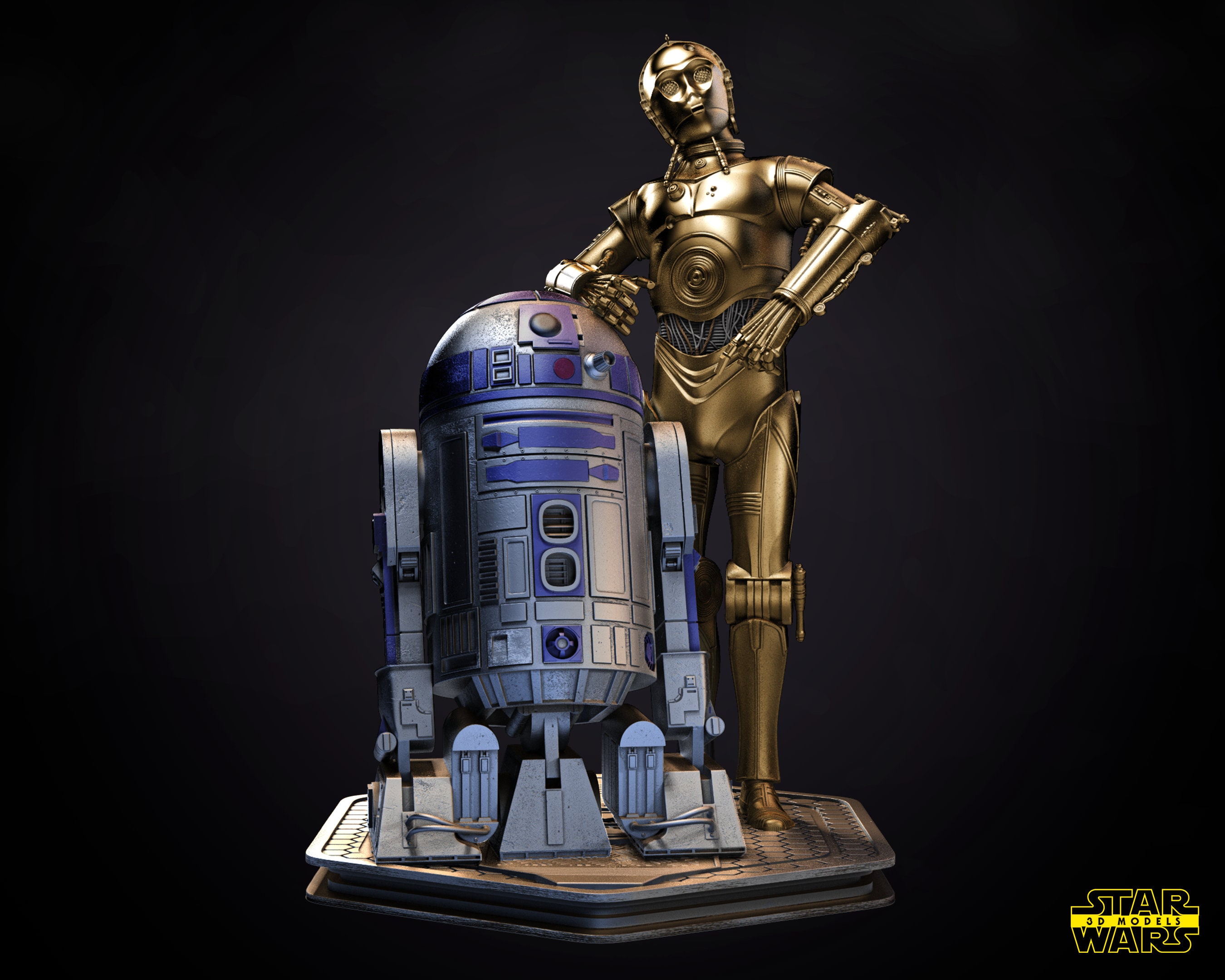 C3PO and R2D2 Droids 3D Printed STL File - Etsy
