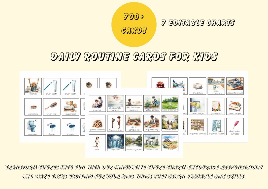 Editable Kids Daily Routine Cards Daily Visual Schedule - Etsy Australia