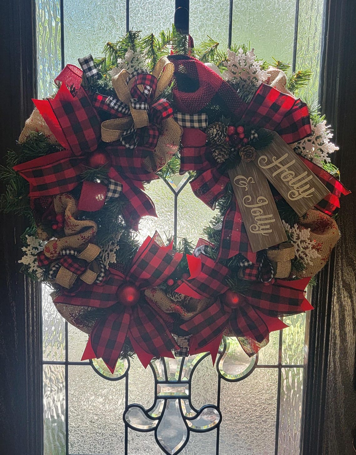 Holly & Jolly Christmas Wreath - Etsy