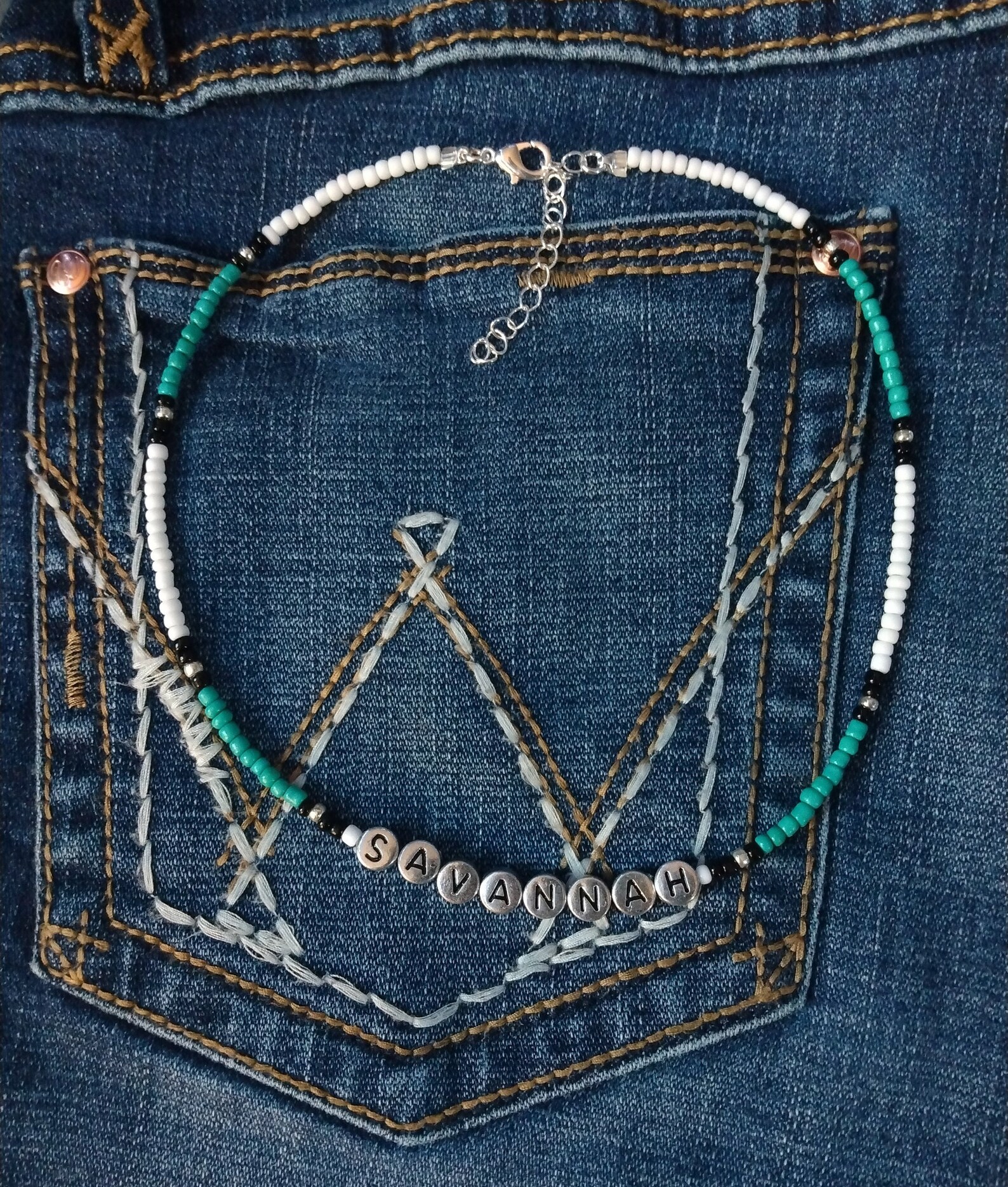 The "custom Name" - Western Choker | Beaded Choker | 12-20 In. - Etsy