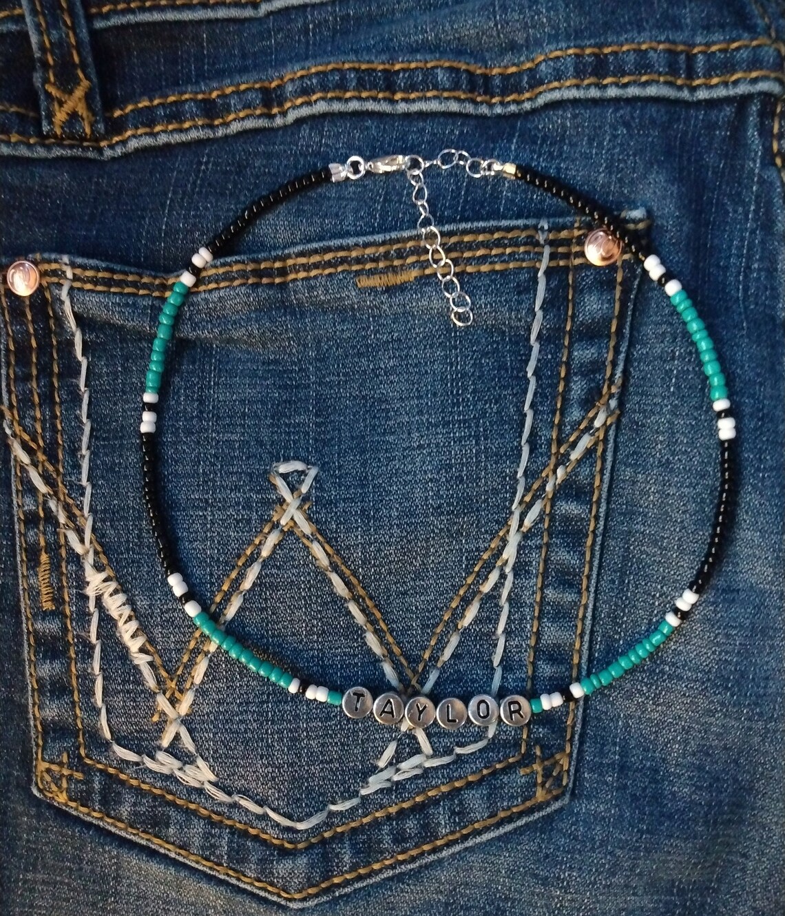 The "custom Name" - Western Choker | Beaded Choker | 12-20 In. - Etsy