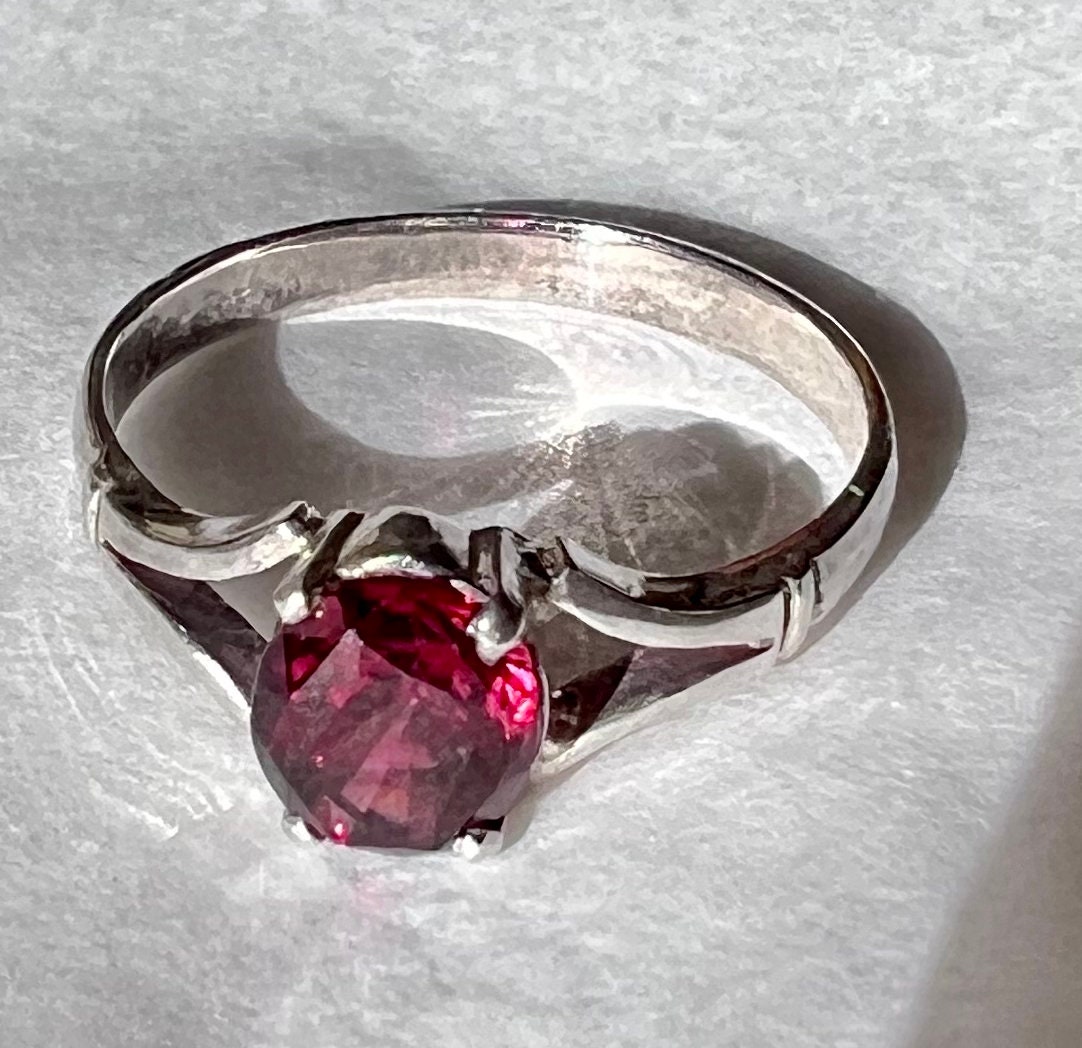 Royal Red Ceylon Garnet Silver Ring Handmade Size 7 Outstanding Quality ...
