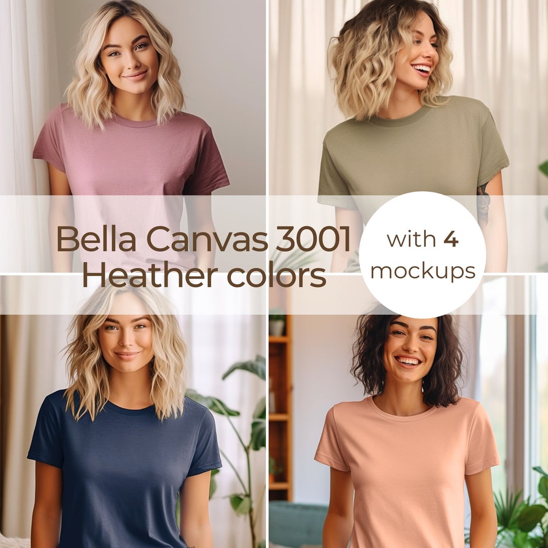 Heather Mauve Bella Canvas 3001 Mockup, Heather Olive, Heather Peach ...