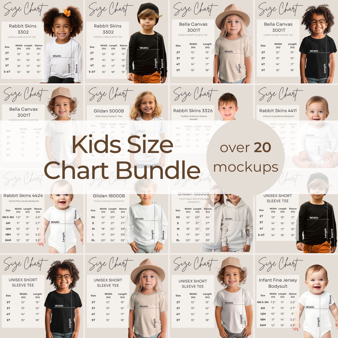 Toddler Youth Size Chart Mockup Bundle Kid Infants Size Chart - Etsy