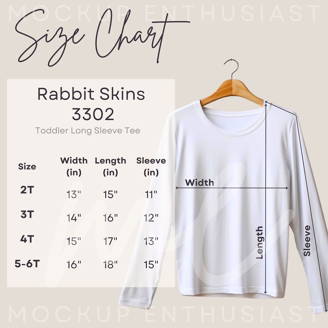Rabbit Skins 3302 Size Chart Toddler Long Sleeve Tee Size Chart Rabbit ...