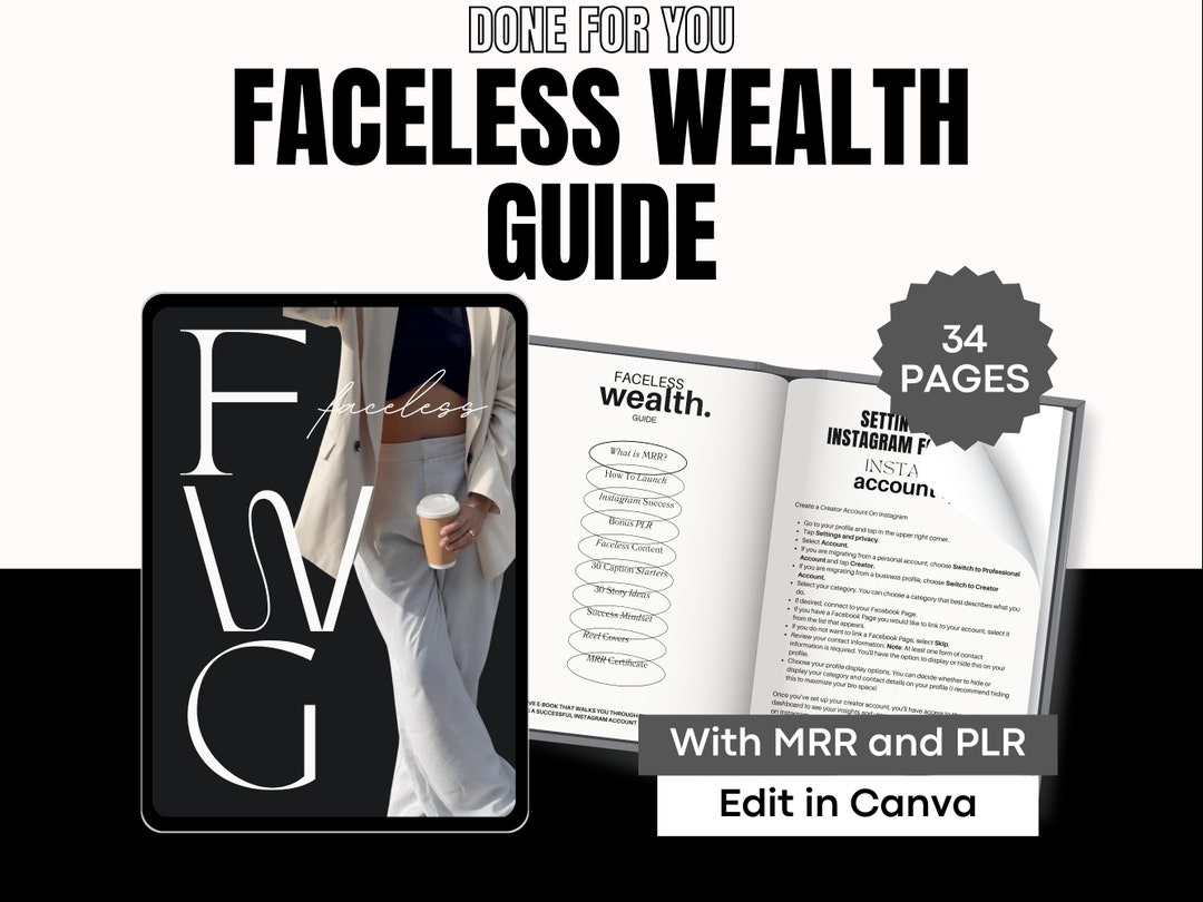 Faceless Wealth Guide PLR Guide MRR Digital Product With PLR Faceless Wealth Guide Done for You ...