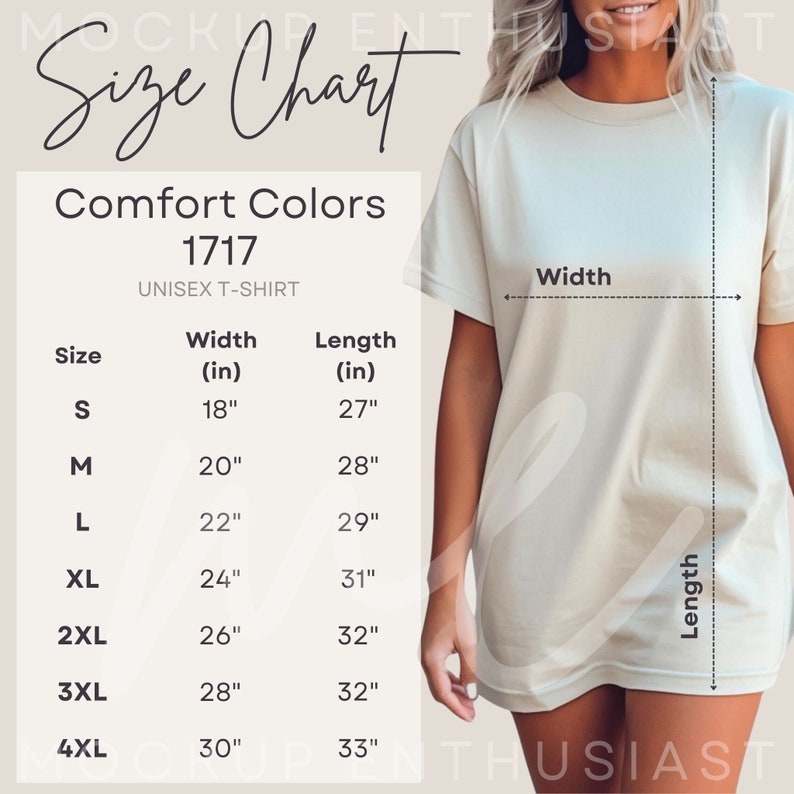 Comfort Colors 1717 Size Chart Oversized CC1717 T-shirt Mockup Unisex ...