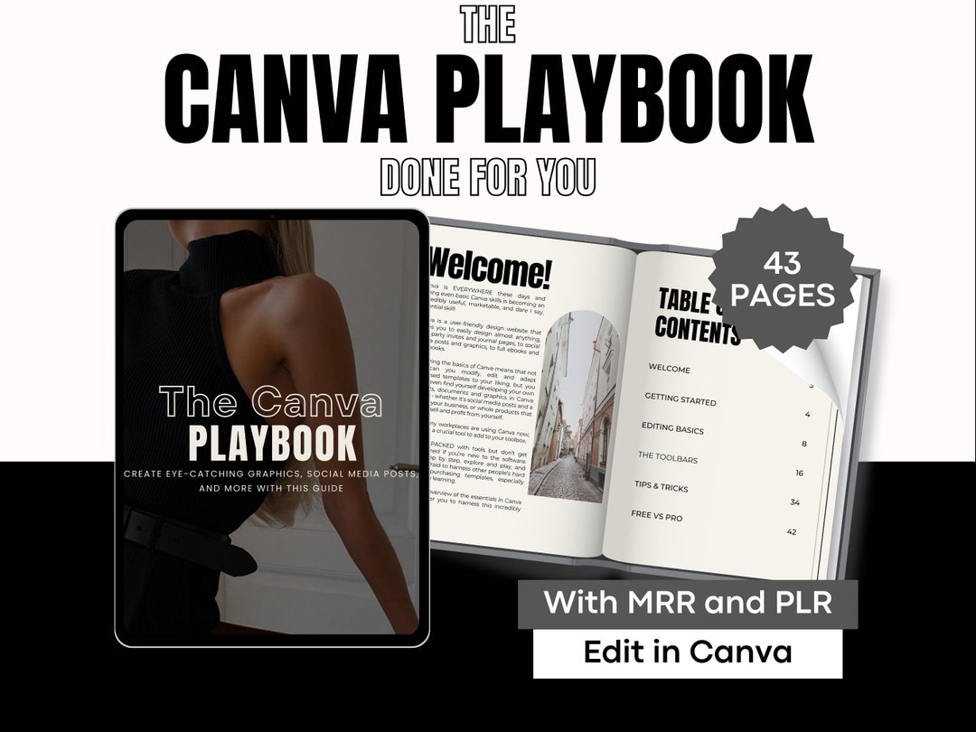 Canva Playbook Guide PLR Guide MRR Digital Product With PLR Mastering Canva Guide Done for You ...