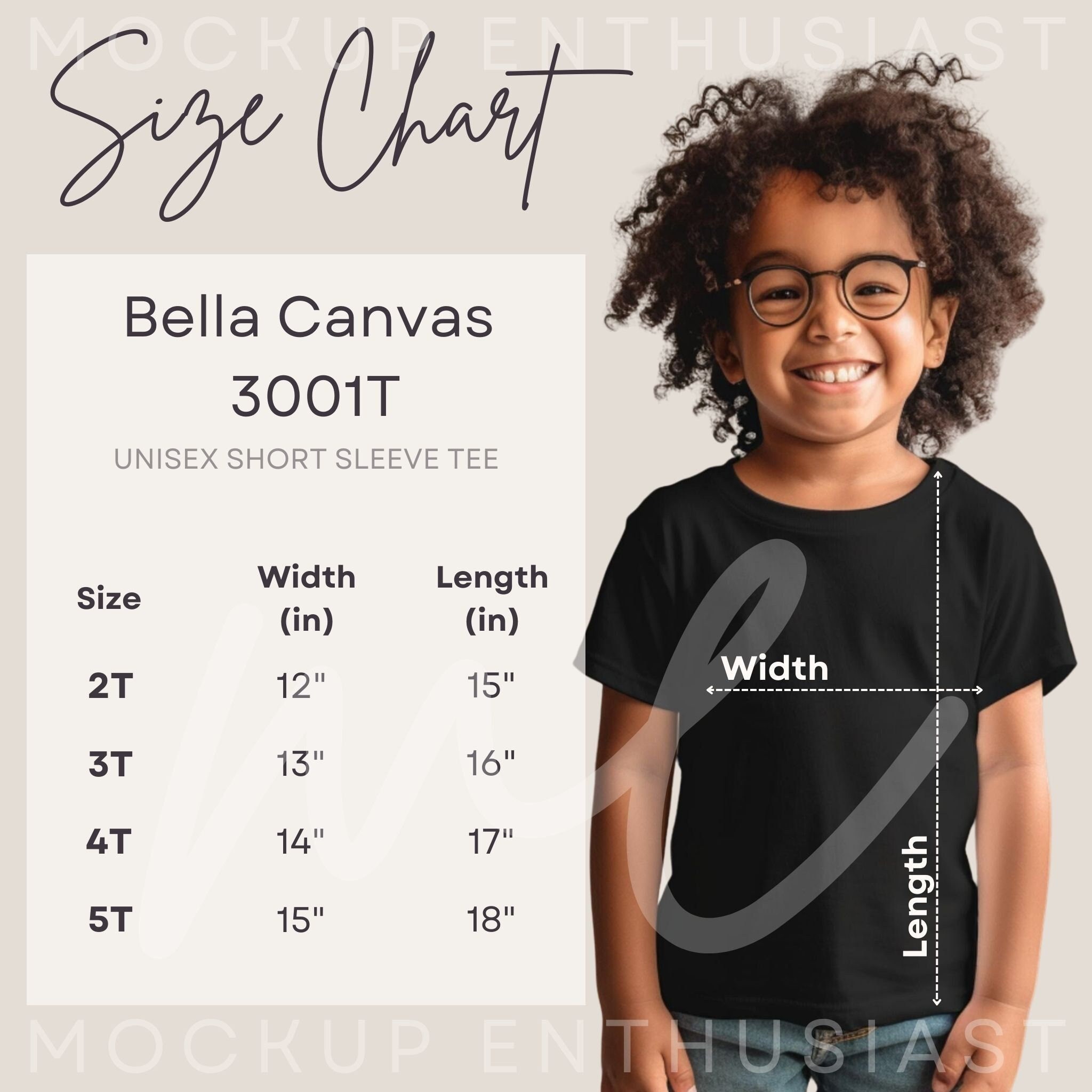 Bella Canvas 3001T Size Chart Mockup Bella Canvas 3001T Mockup - Etsy