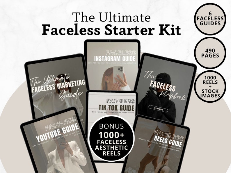 Faceless Starter Kit 6 Top Selling Guide MRR PLR Digital Product Kit ...
