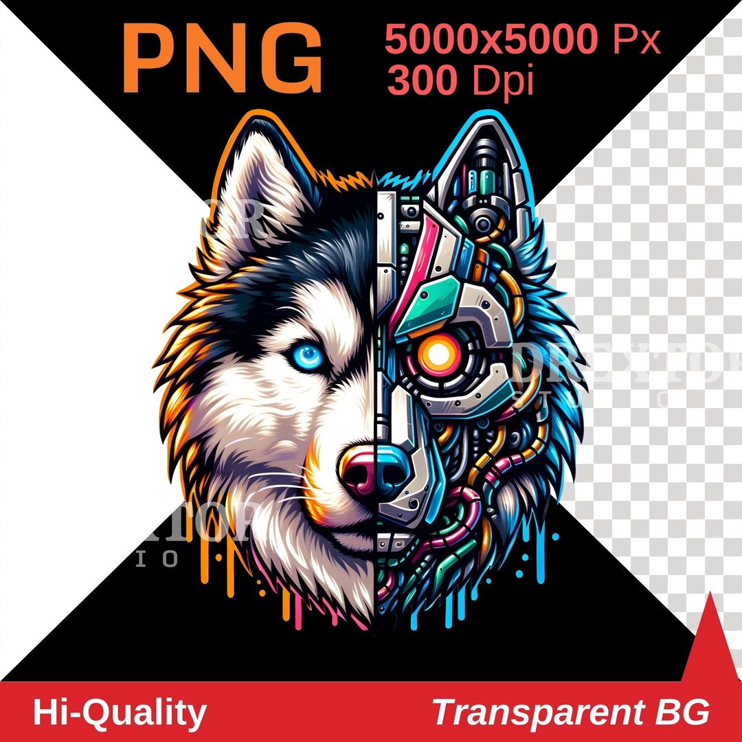Husky Cybernetic Clipart, Siberian Husky Dog, Streetart, Skateboard ...