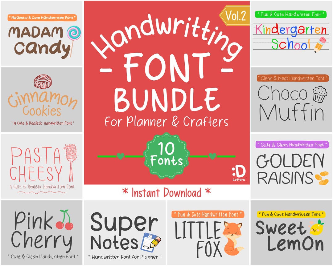 Font Bundle, Handwritten Font, Planner, Goodnotes Simple Font, Study ...
