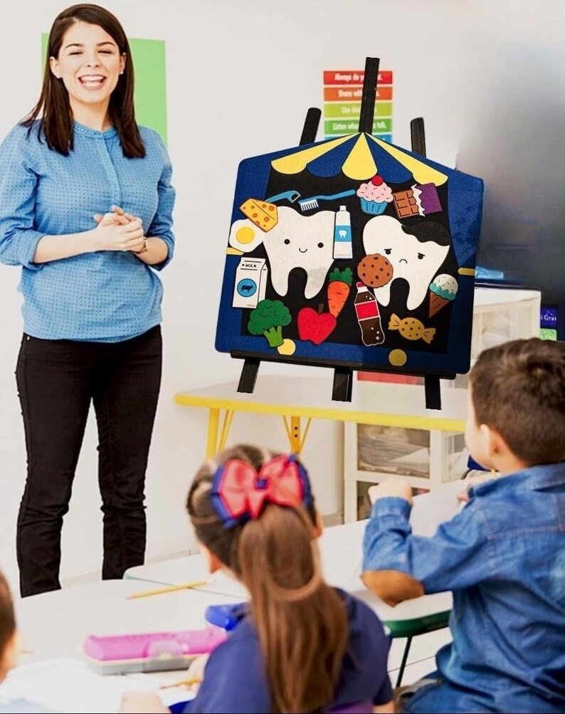 Happy Tooth & Sad Tooth Felt Board – Dental Hygiene Learning Toy (18 ...