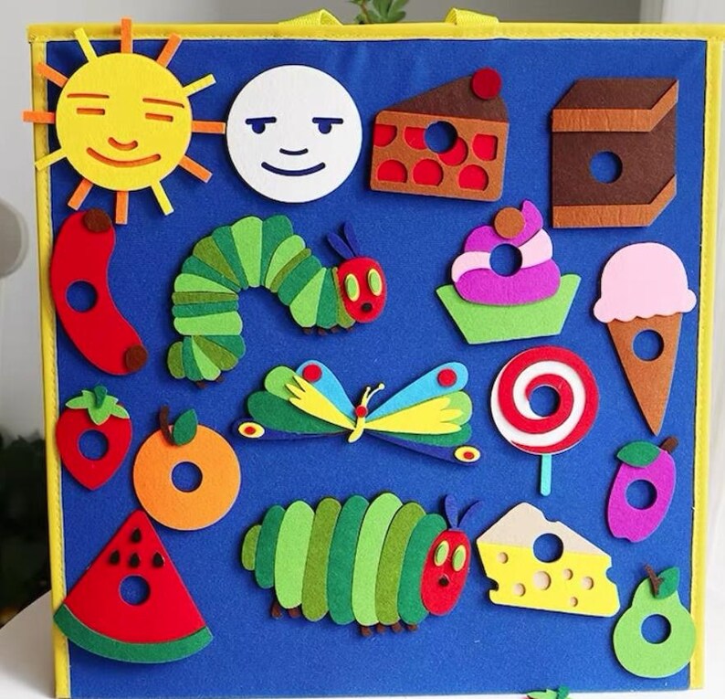 Hungry Hungry Caterpillar Felt Board Story Set Handmade Educational Toy ...