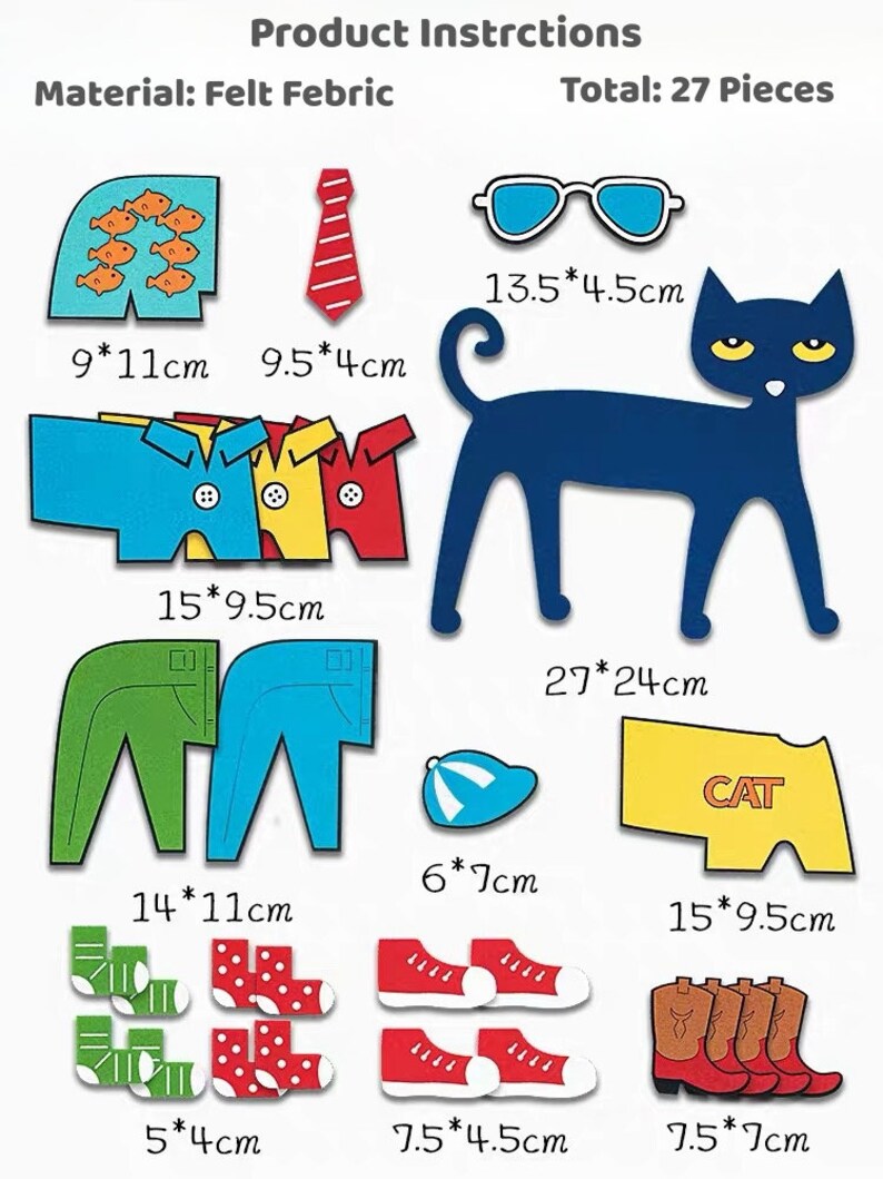 Felt Board Story Set Pete the Cat: Too Cool for School 27 Pieces - Etsy
