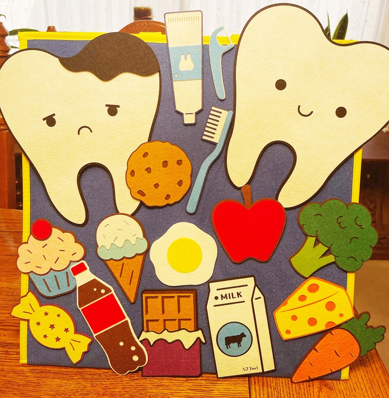 Happy Tooth & Sad Tooth Felt Board – Dental Hygiene Learning Toy (18 ...