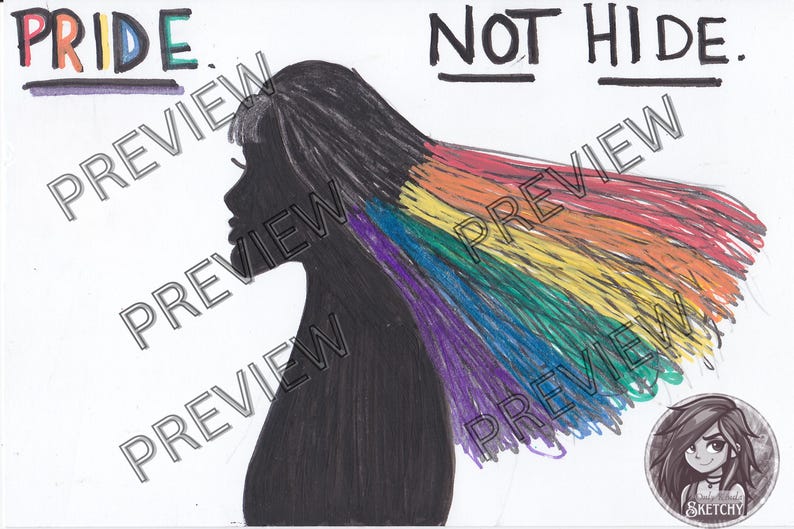 Pride Not Hide – LGBTQ+ Silhouette Art Print | Rainbow Hair ...