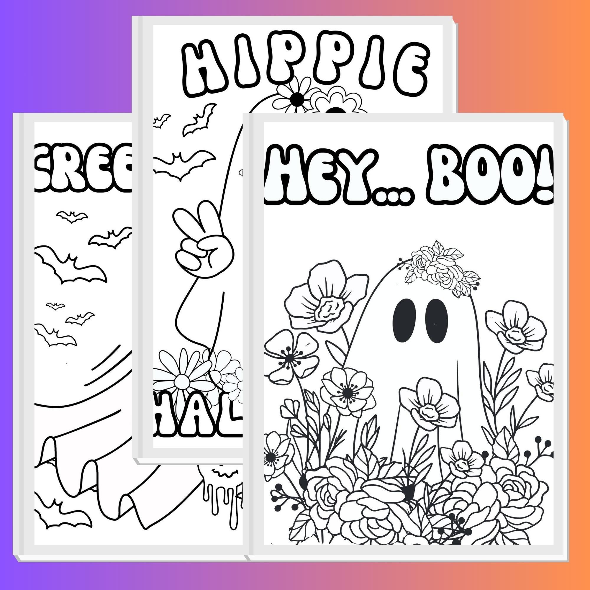 Retro 20 Page Halloween Coloring Pages | Printable Pages | Cute Ghosts ...