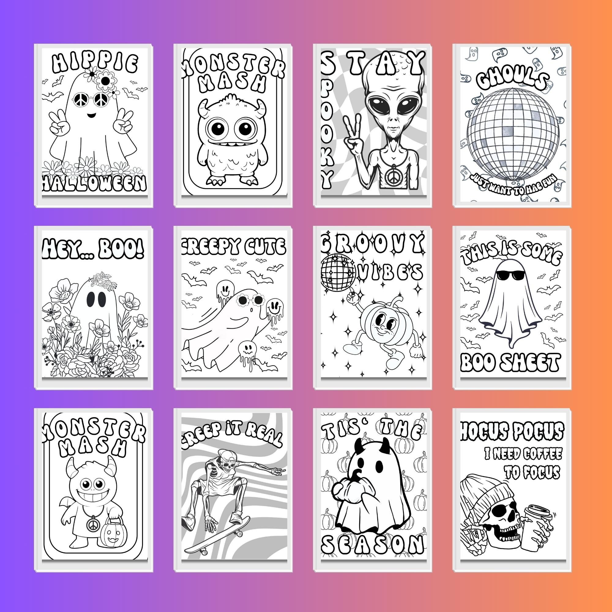 Retro 20 Page Halloween Coloring Pages | Printable Pages | Cute Ghosts ...