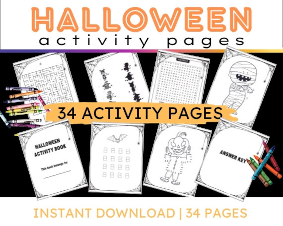 34 Printable Kids Halloween Activities, Shadow Match | Word Search ...