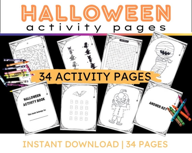 34 Printable Kids Halloween Activities, Shadow Match | Word Search ...