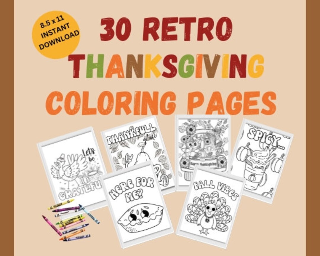 30 THANKSGIVING COLORING 30 Pages | Printable | Instant Download ...