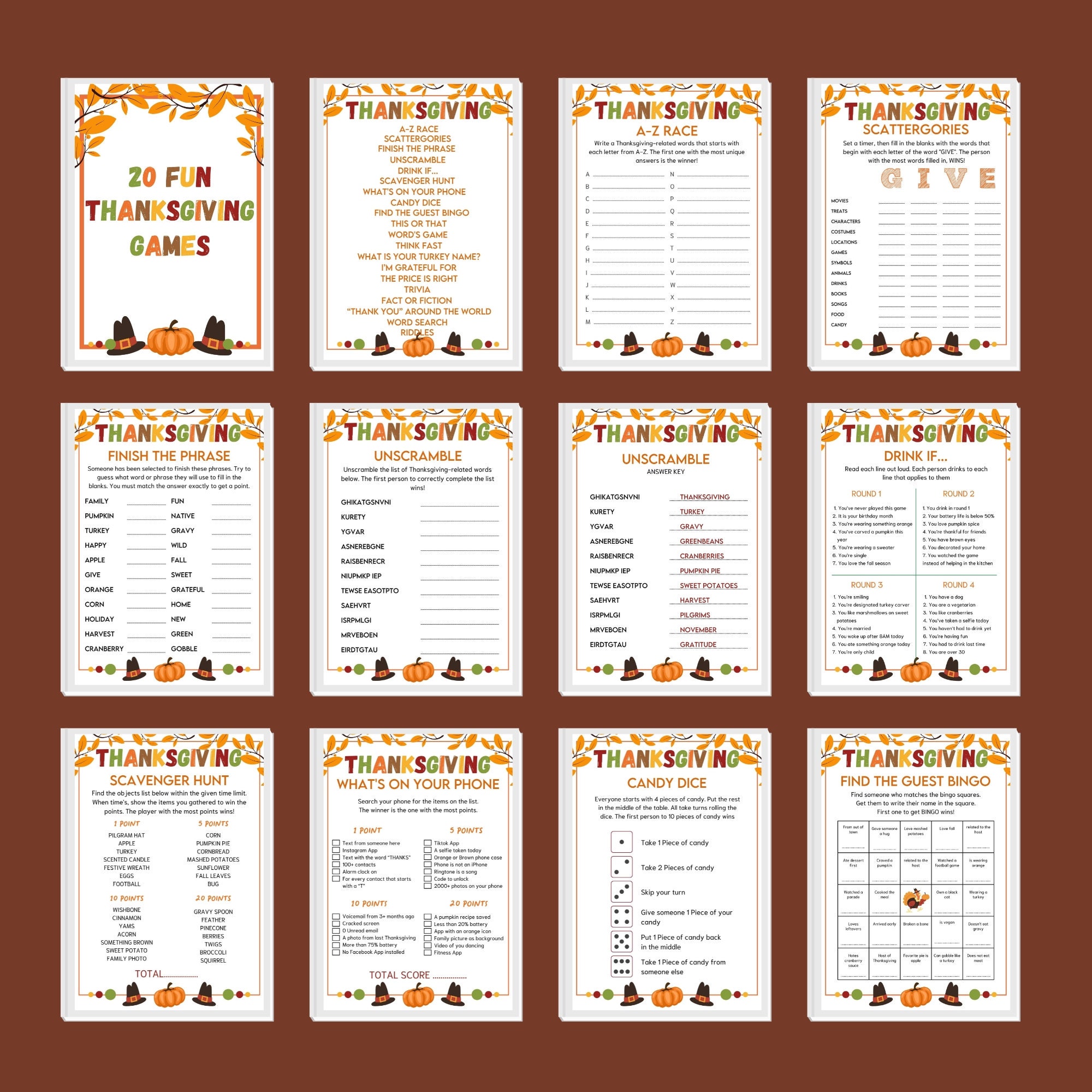 20 Fall Games | Fall Games Printable | Fall Party Games | Fall Games ...