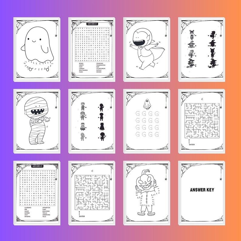 34 Printable Kids Halloween Activities, Shadow Match | Word Search ...