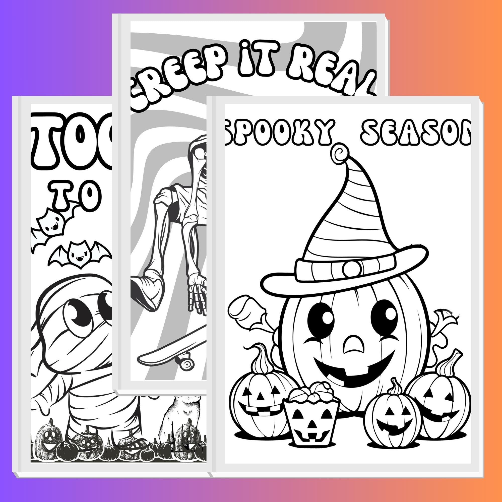 Retro 20 Page Halloween Coloring Pages | Printable Pages | Cute Ghosts ...
