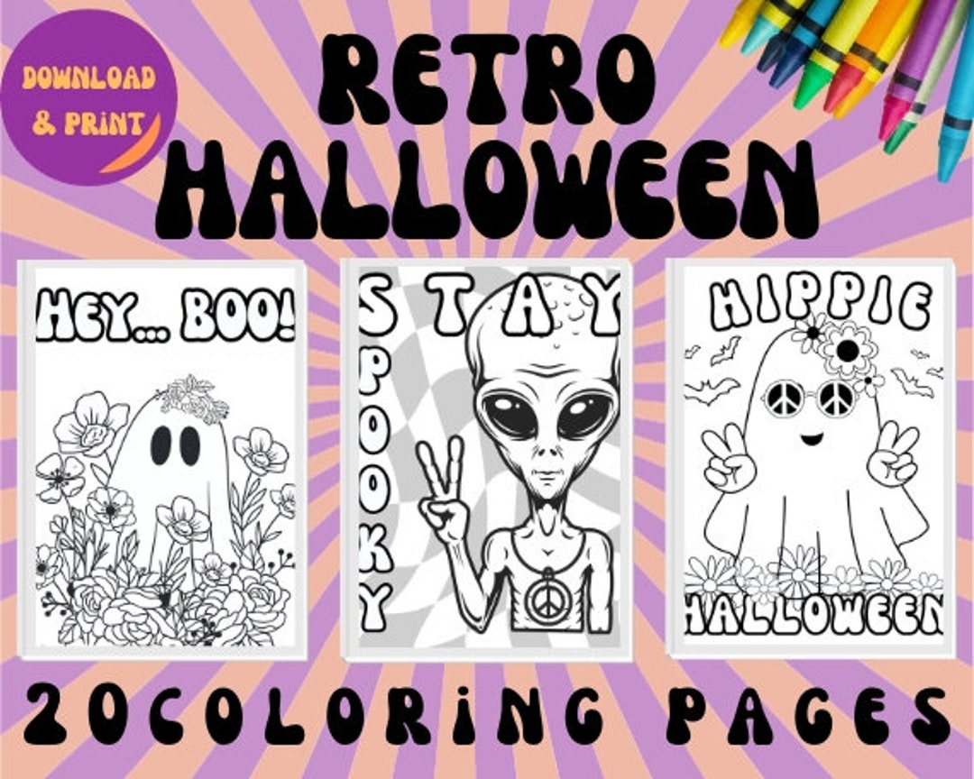 Retro Halloween Coloring Pages | 20 Printable Pages | Perfect for ...