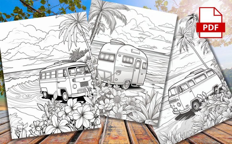 Ocean Camper Coloring Book 50 Pages for Digital Download - Etsy