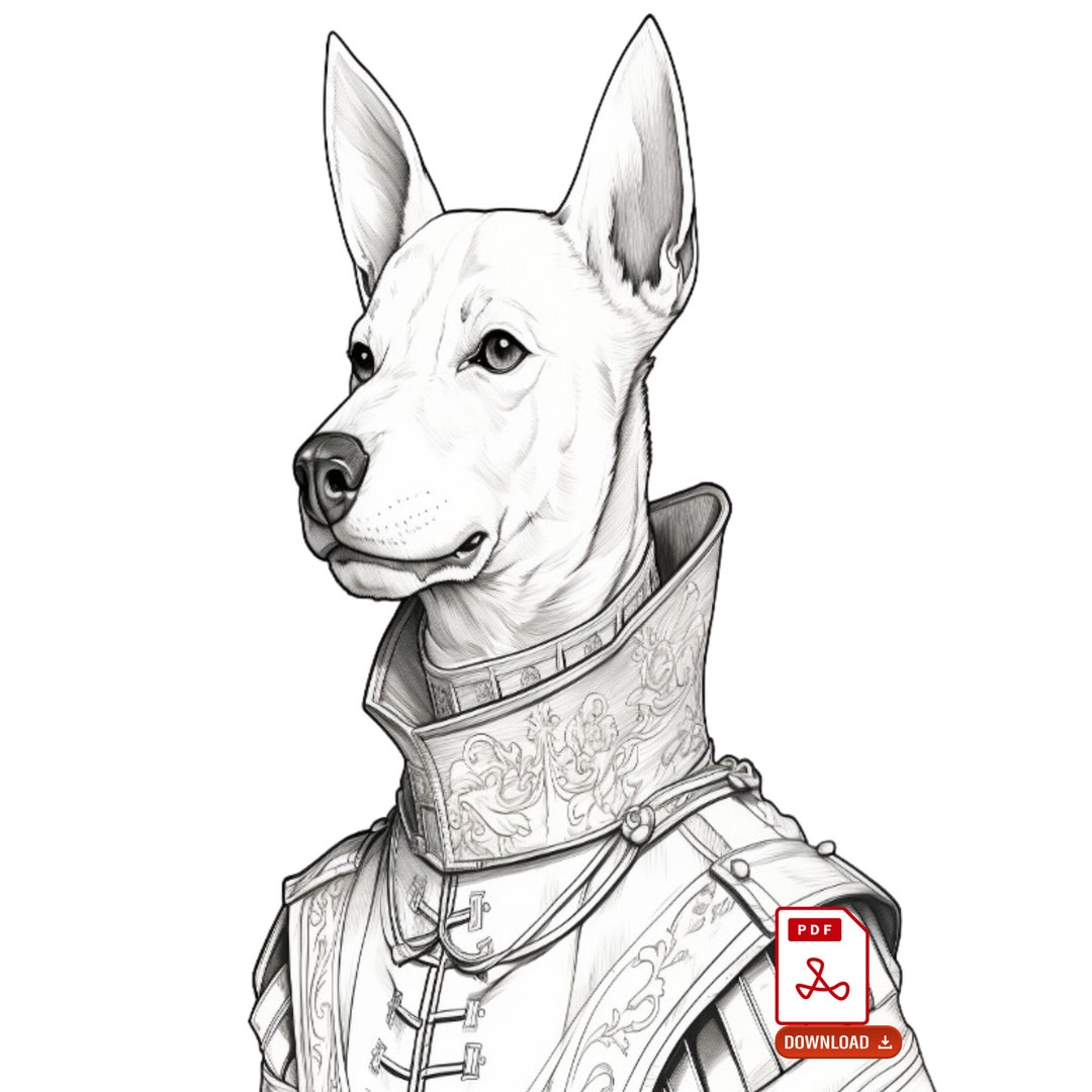 Renaissance Basenji Grayscale Coloring Page Download and Color Today ...