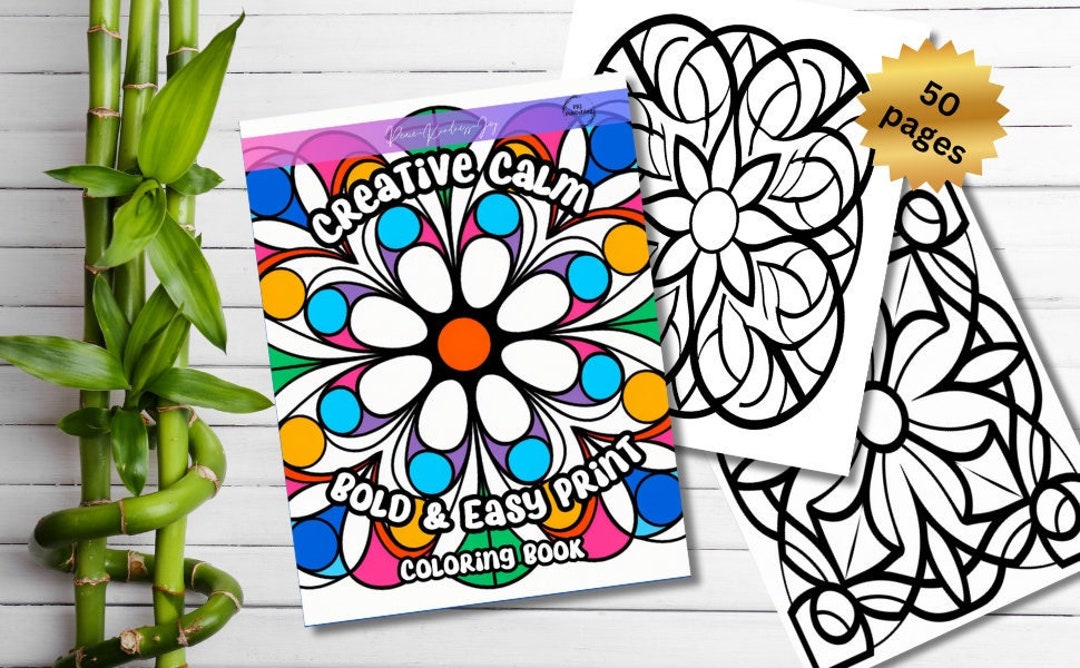 Creative Calm Bold & Easy Print Coloring Book 50 Pages for Digital ...