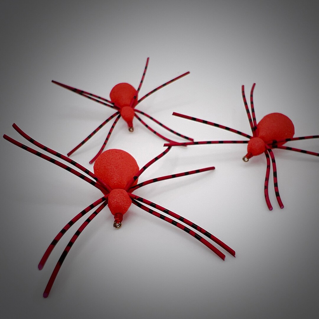 Foam Spider Flies Red Small and Leggy Pattern Fly Fishing Set for Trout ...