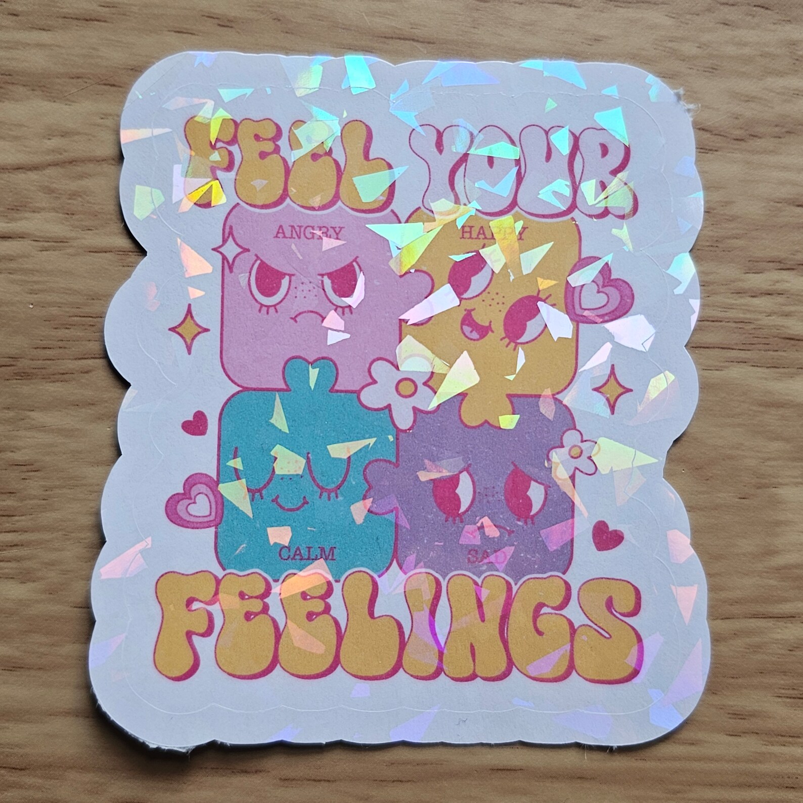 Holographic Self Love Sticker, Pink Feeling Puzzle - Etsy