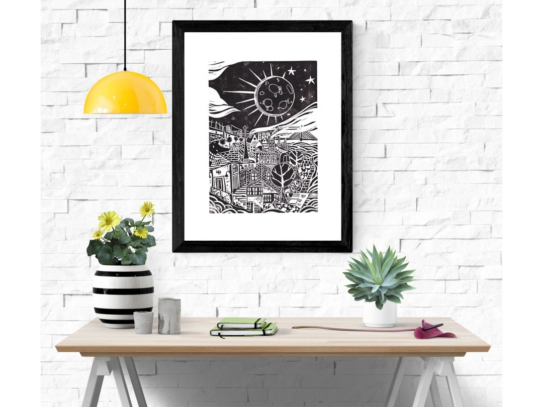 Eclipse Block Print, Digital Download, Original Design Block Print ...