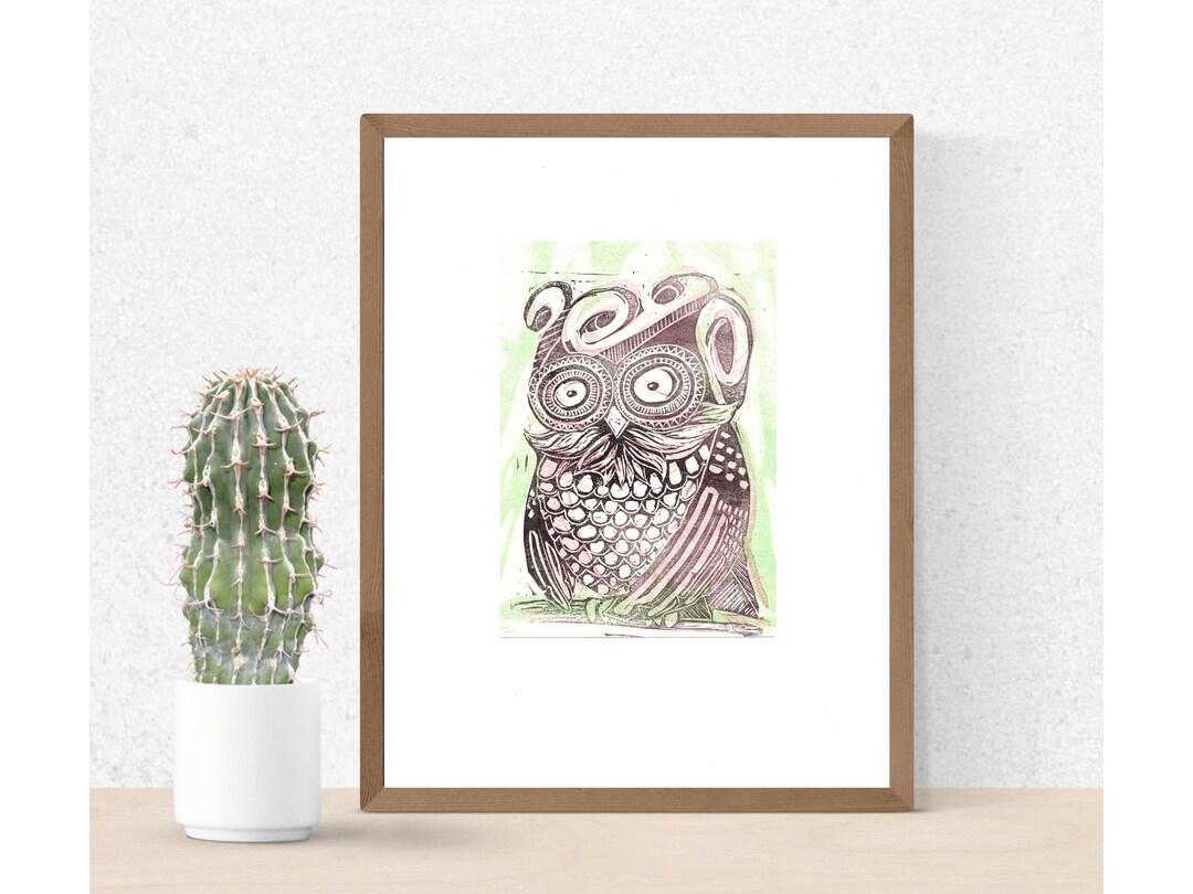 Owl Woodblock Print, Digital Download, Original Design Block Print ...