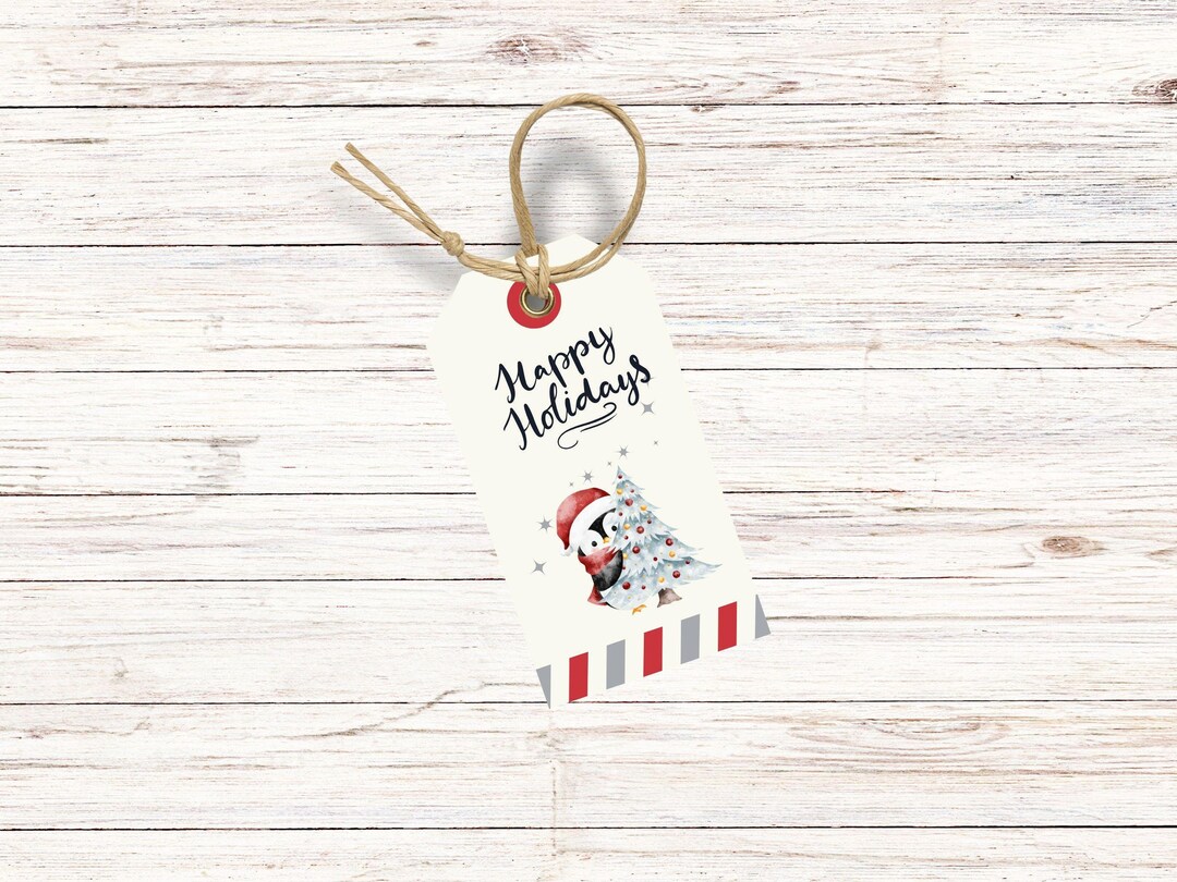 Kawaii Penguin Christmas Gift Tags, Printable Holiday Tags (digital ...