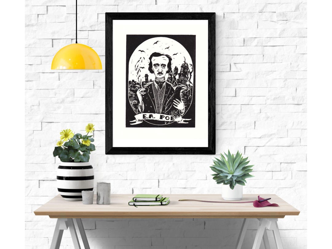 Edgar Allan Poe Block Print, Digital Download, Original Design ...