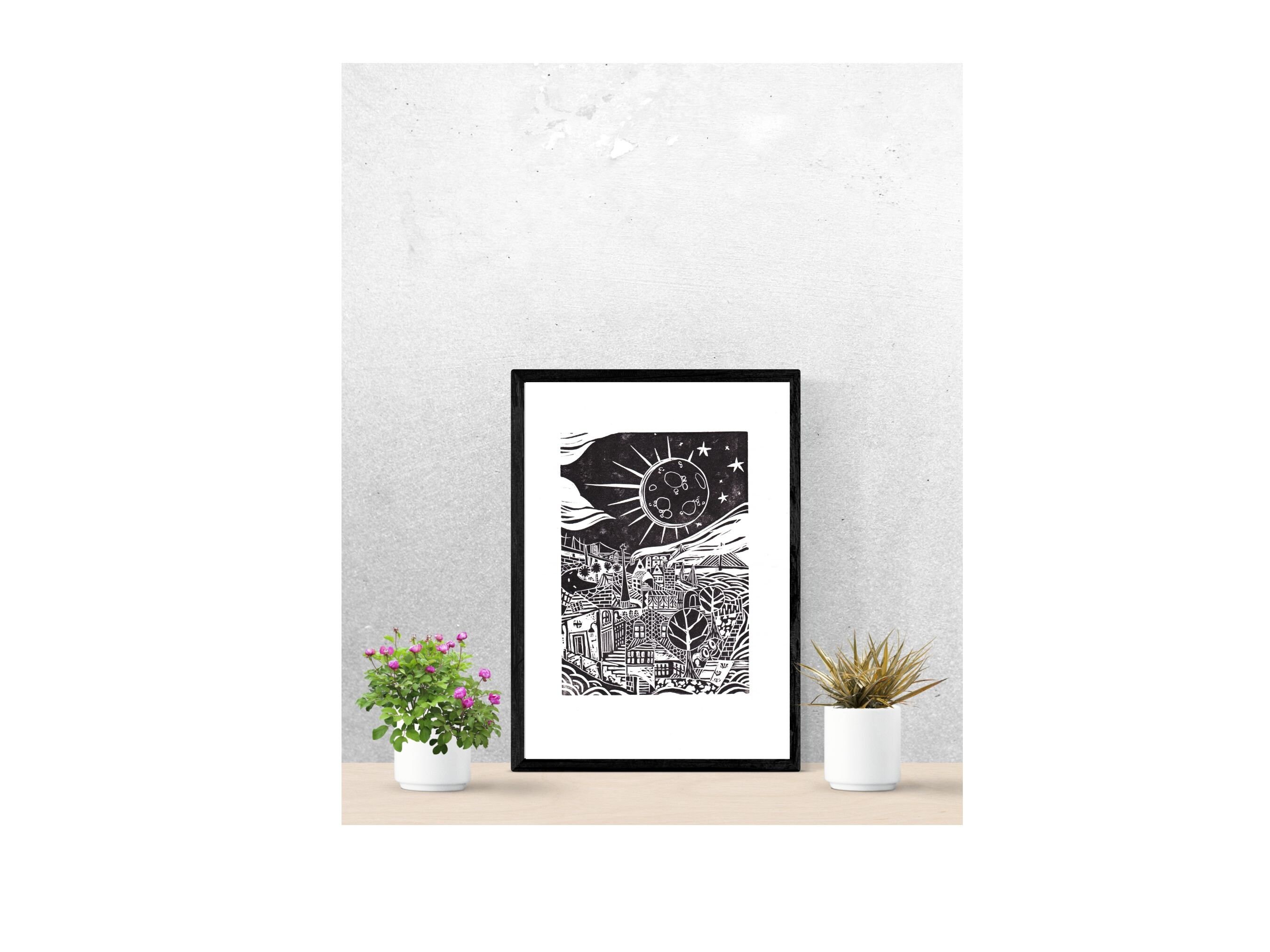 Eclipse Block Print, Digital Download, Original Design Block Print ...