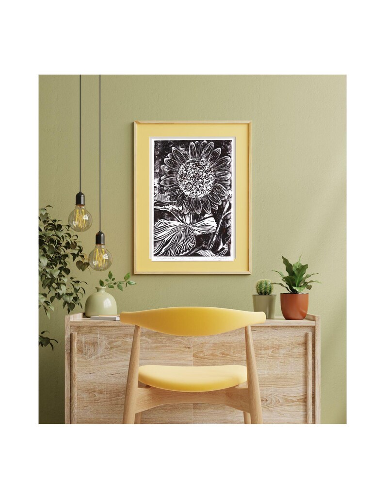 Sunflower Block Print: Original Design Wall Art (digital Download) - Etsy