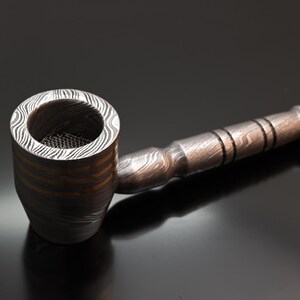Handmade Damascus Steel Smoking Pipe, Brass Metal Pipe With Mesh Guaze ...