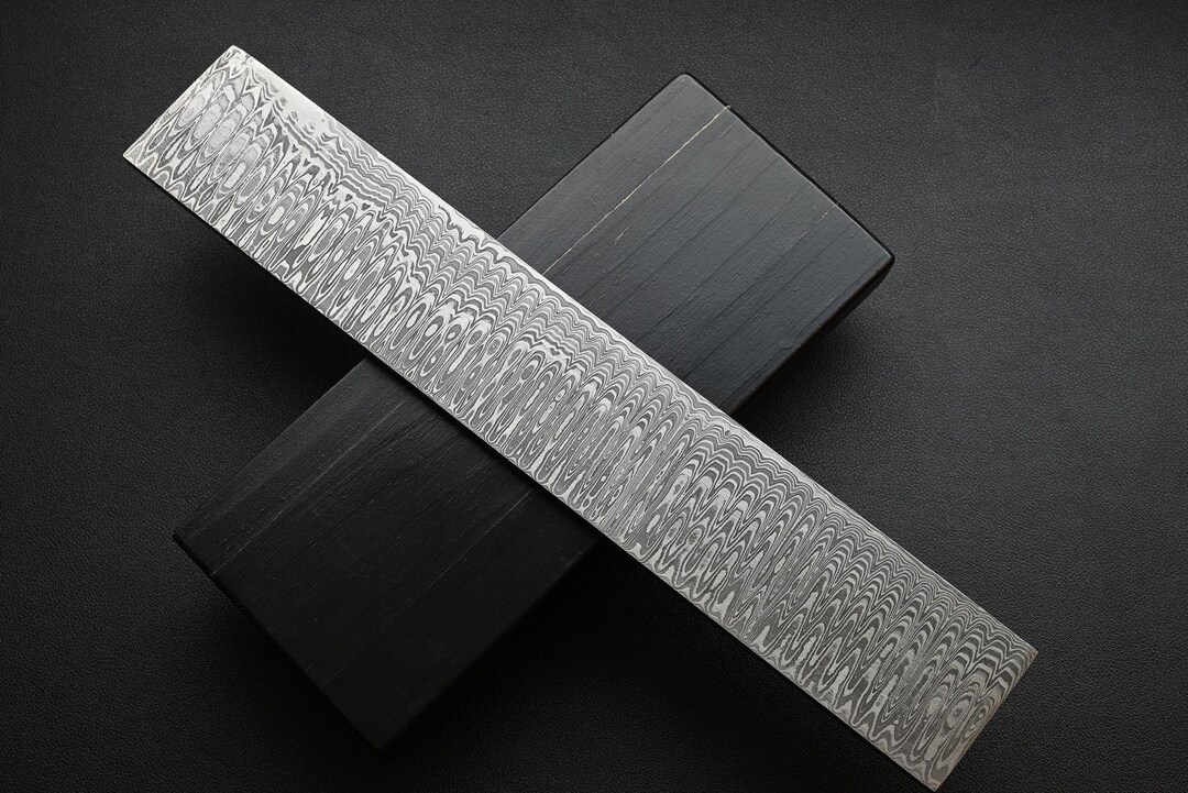 12 Inch Ladder Pattern Billet for Knife Making, Handmade Damascus Steel ...