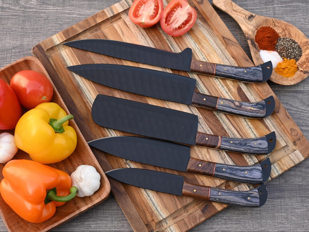Hand Forged Chef Knife Set - Kitchen Knife Set - Steel Knife Set ...